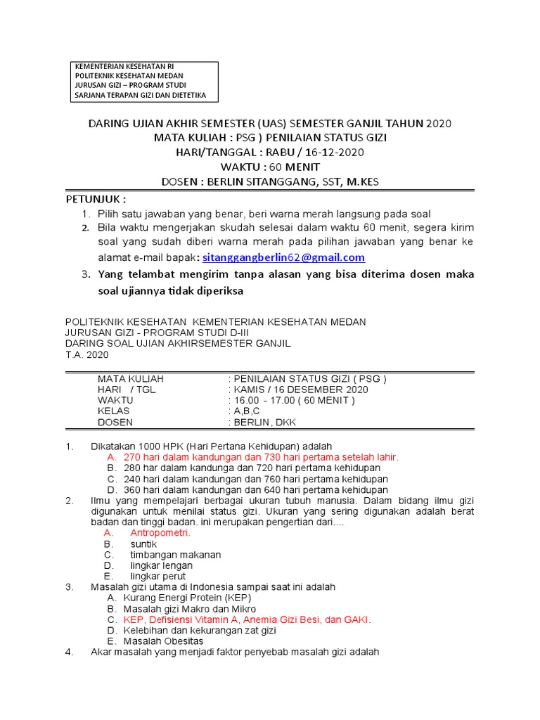 Hasil Jawaban Soal Uas Daring PSG Resdika BR Simanjuntak | PDF