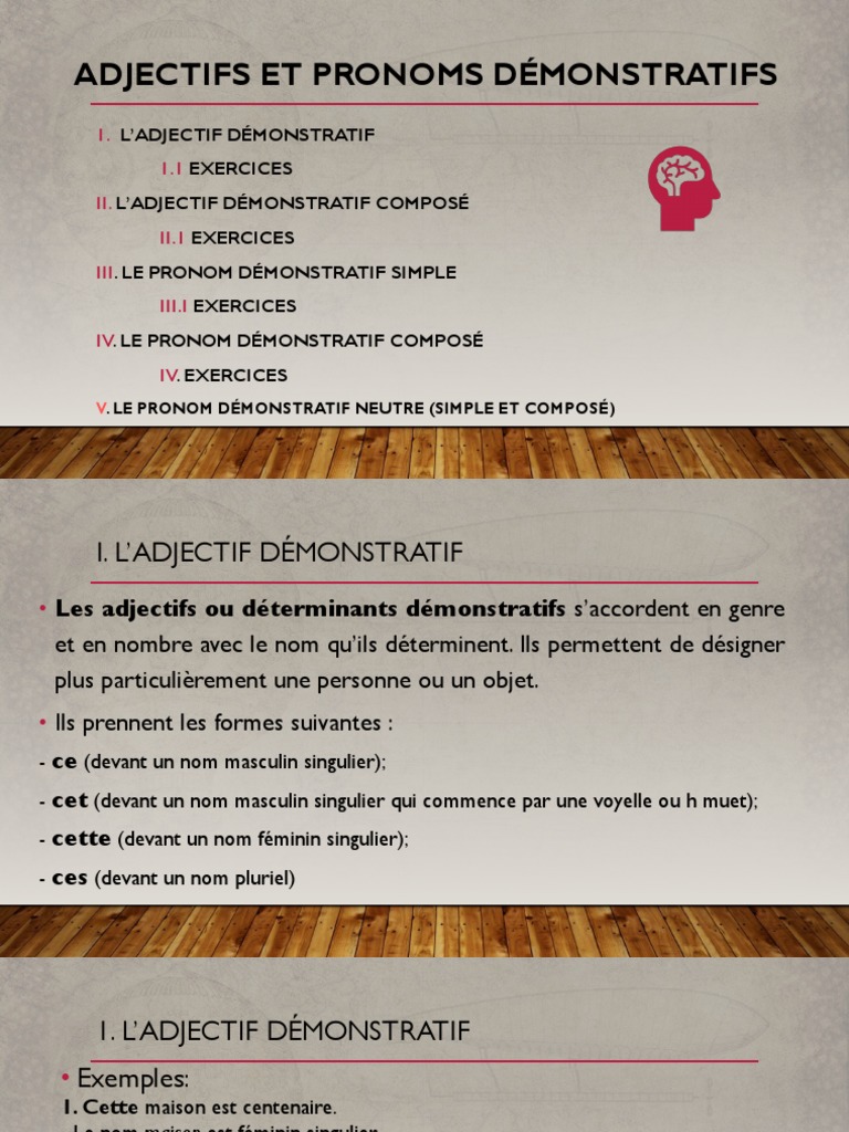 Adjectifs et pronoms démonstratifs | PDF | Genre grammatical | Nombre ...