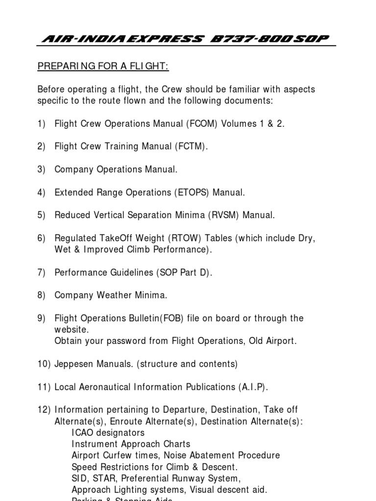 Sop A | PDF | Air Traffic Control | Flight Attendant