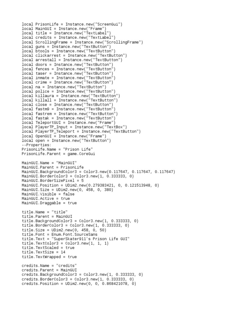 SuperSkater911's Prison Life GUI (WORKING 2020) 3 | PDF | Firearms ...