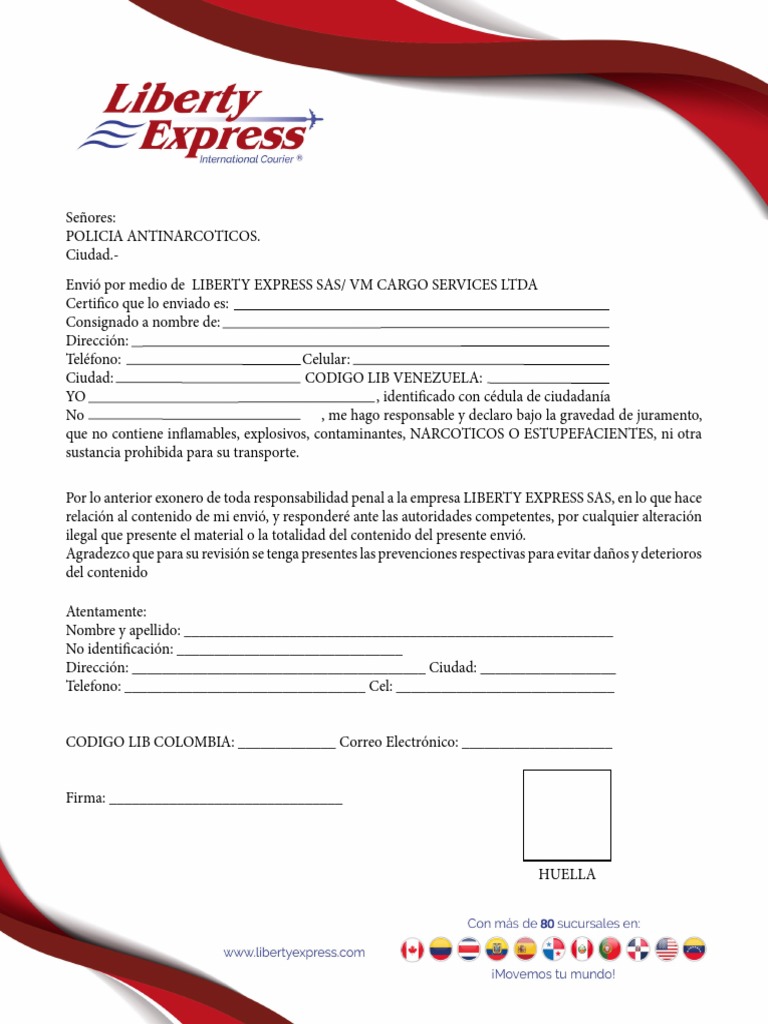 Carta de Responsabilidad de Envios | PDF