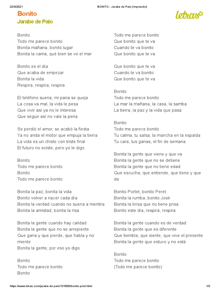 BONITO - Jarabe de Palo (Impresión) | PDF