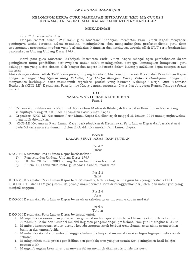 ANGGARAN DASAR KKD | PDF