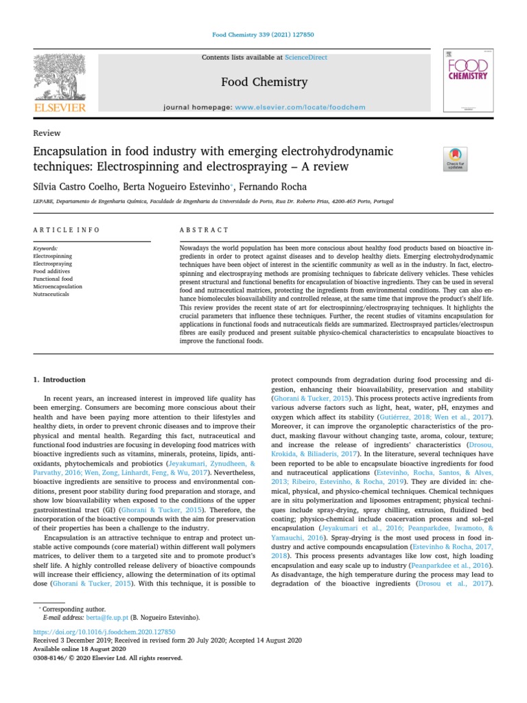 Encapsulation in Food Industry With Emerging Electrohydrodynamic | PDF ...