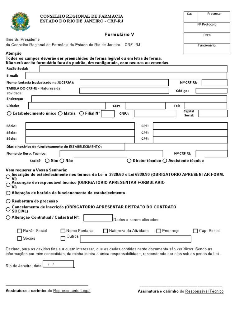 Formulario V Editavel | PDF | Farmacêutico | Farmácia