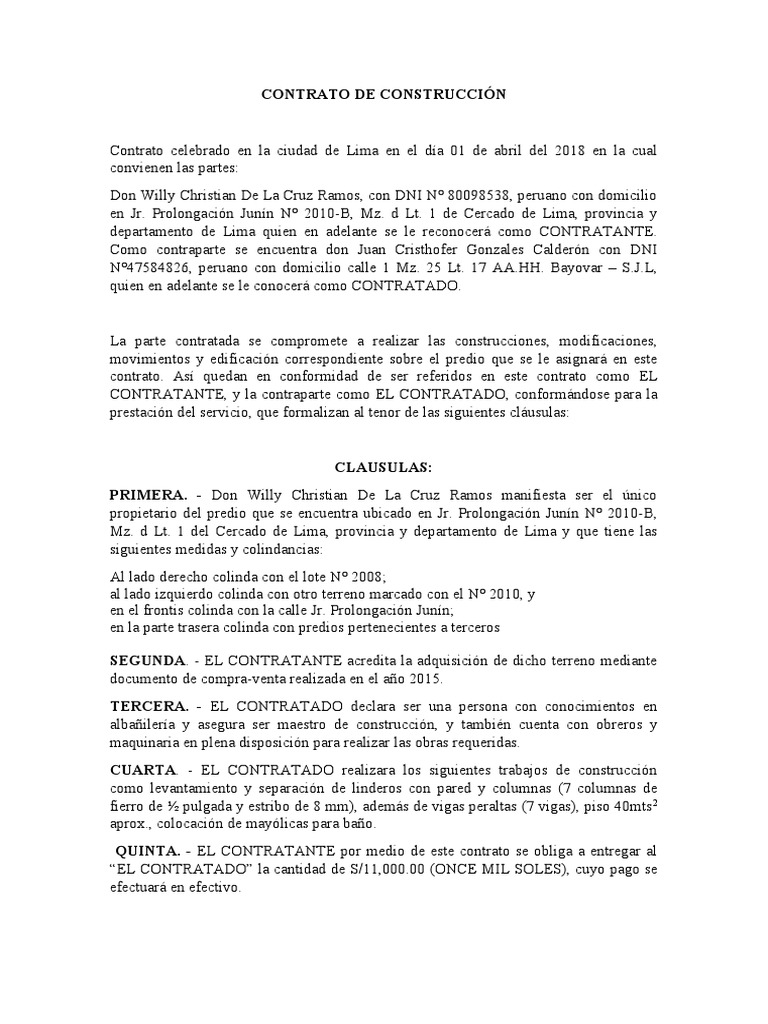 Contrato de Construcción | PDF | Derecho