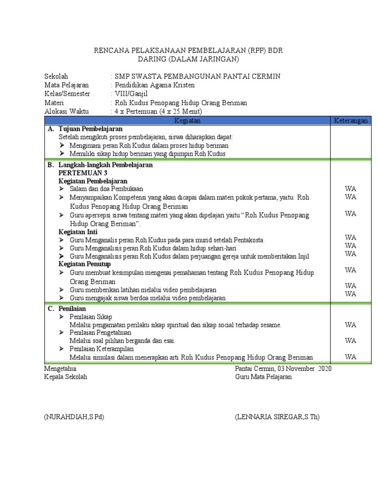 RPP Kelas 8 SMP | PDF