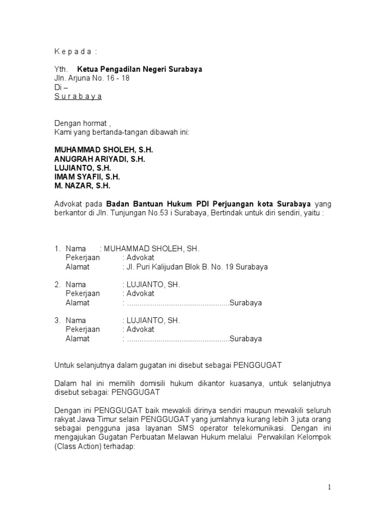 Contoh Gugatan Class Action | PDF