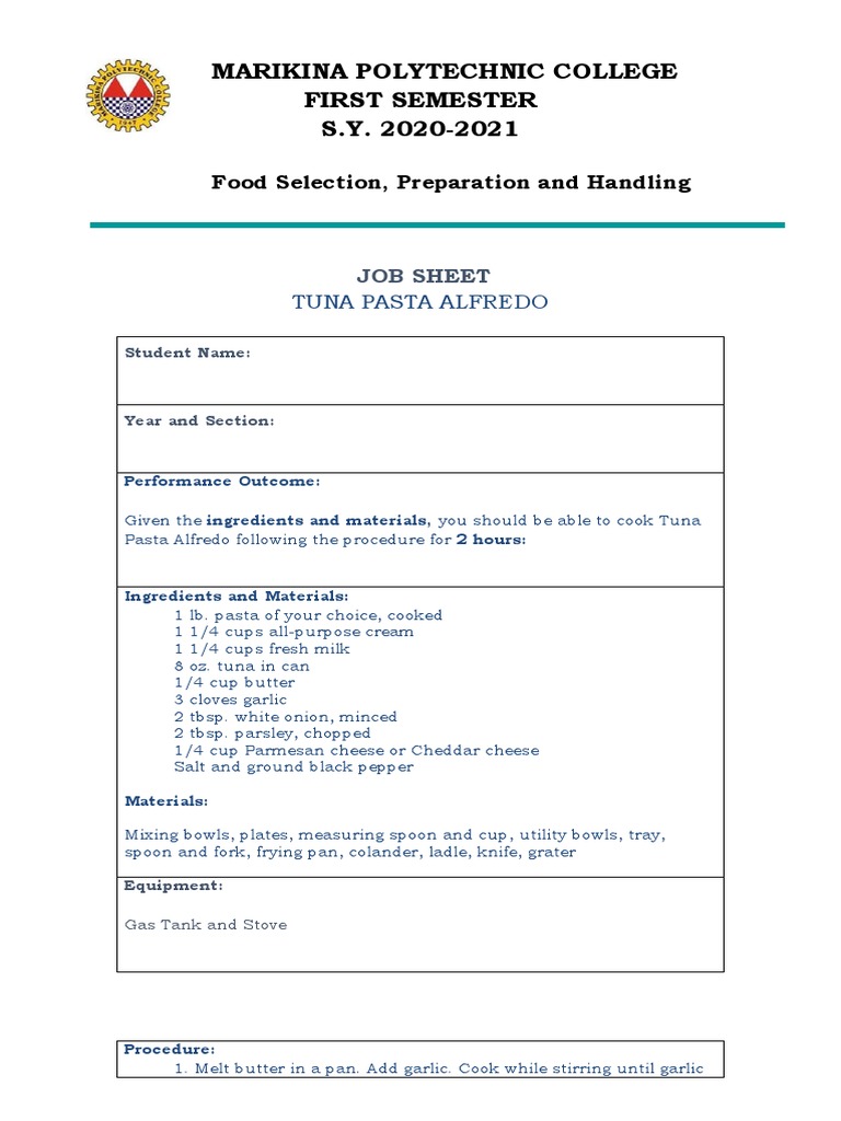 Marikina Polytechnic College First Semester S.Y. 2020-2021: Food ...