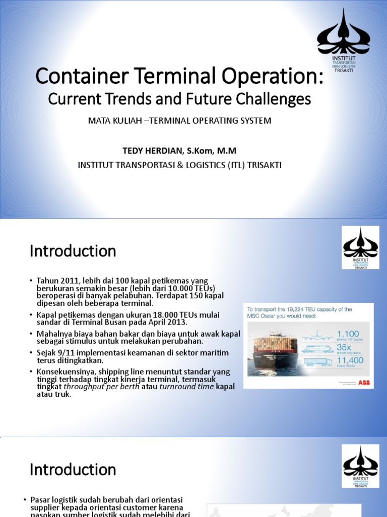Container Terminal Operation Tren Saat Ini Dan Tantangan Masa Depan Pdf Bisnis
