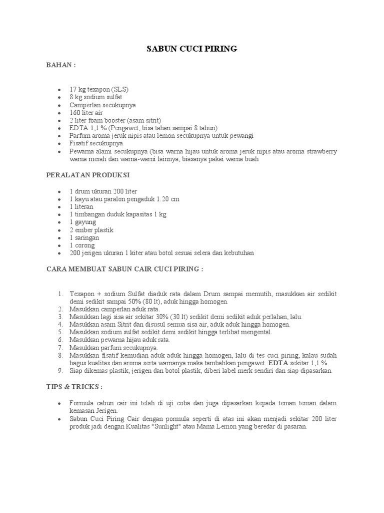 Sabun Cuci Piring | PDF | Kesehatan Holistik | Sains & Matematika