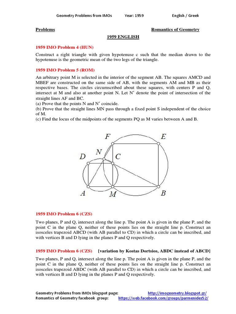 IMO Geometry 1959 Solutions EN-GR | PDF