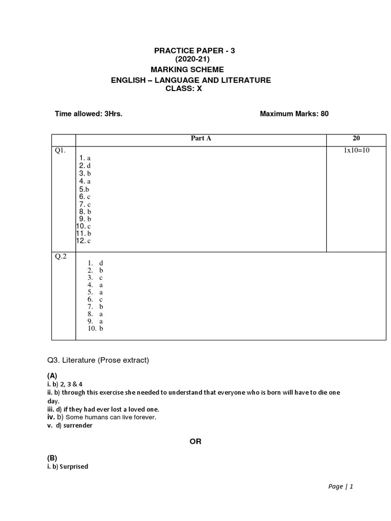 Solution 3 Class X English | PDF