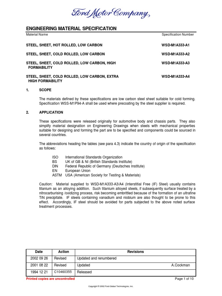 Engineering Material Specification | PDF | Sheet Metal | Strength Of ...