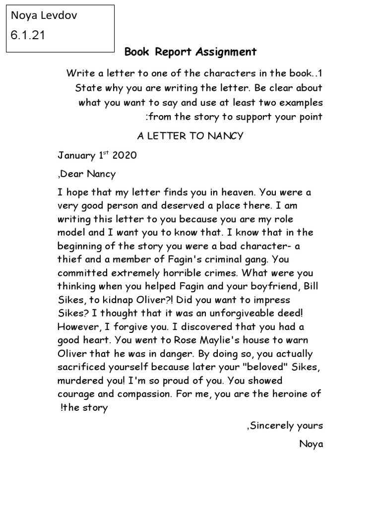 Book Report Assignment | PDF