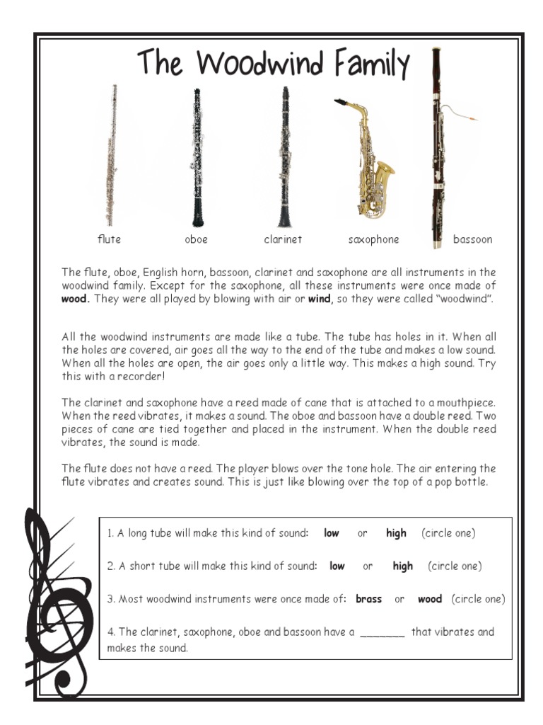 The Woodwind Family: Wood. They Were All Played by Blowing With Air or ...