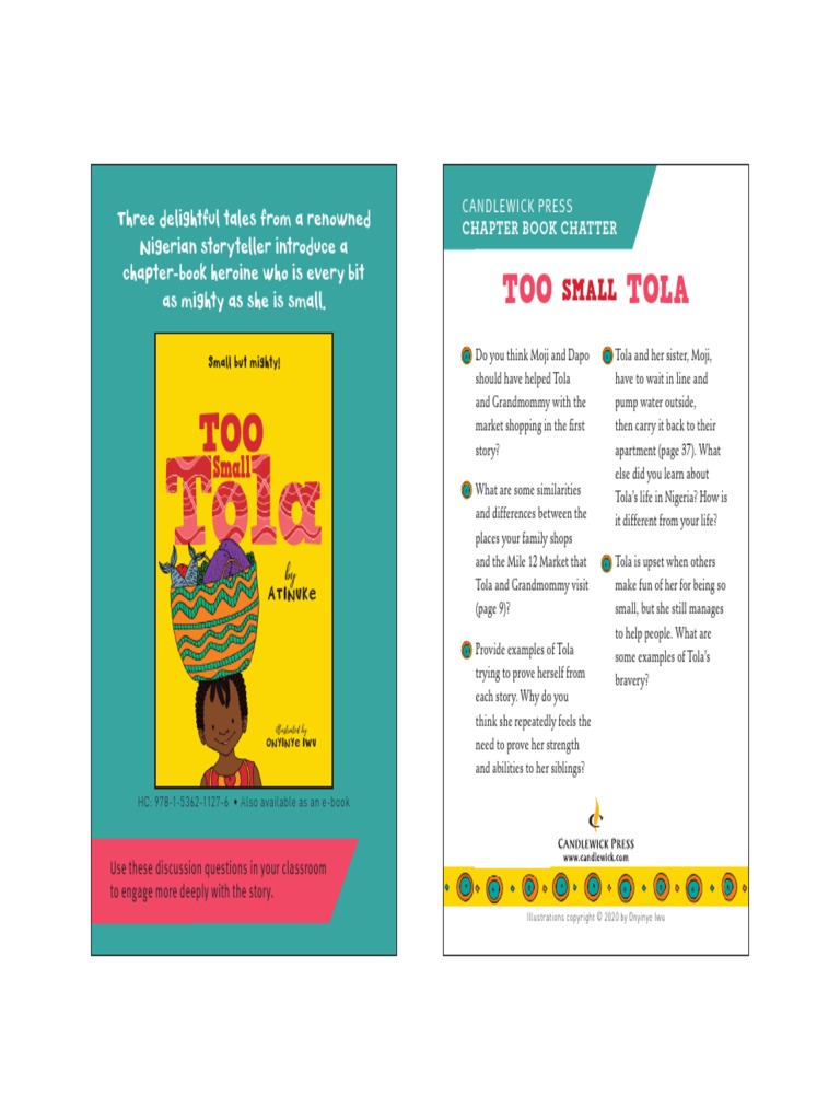 Too Small Tola Chapter Book Chatter Card | PDF | Books