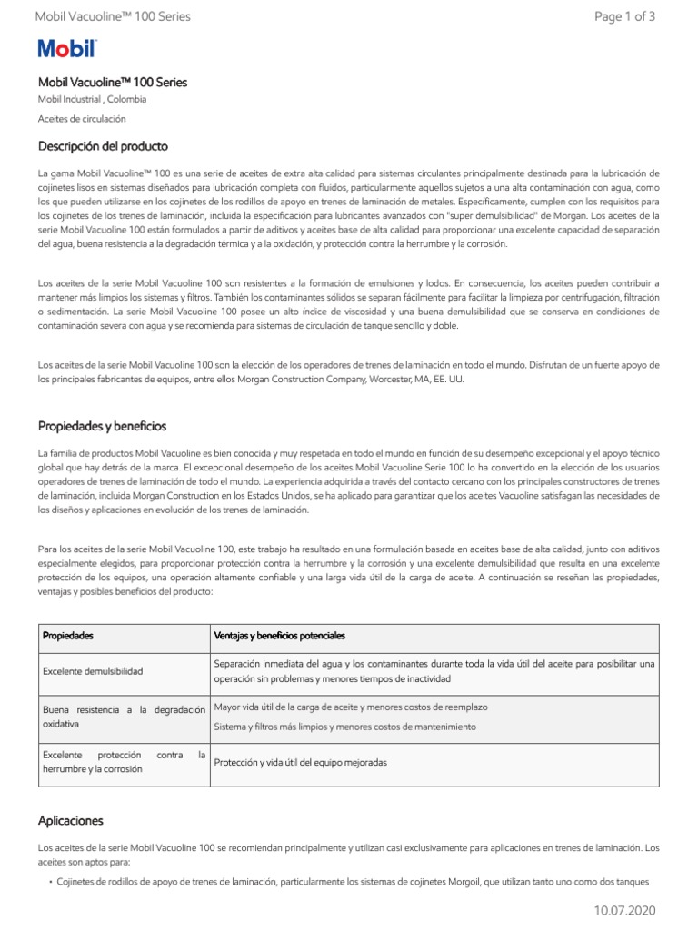 Mobil-Vacuoline-100-Series 128-133-137-146-148 | PDF | Petróleo ...
