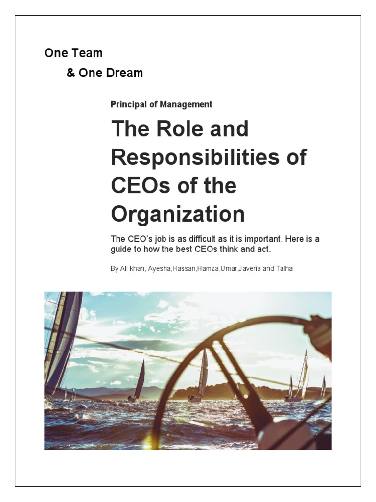 CEO Roles and Responsibilities Explained | PDF | Chief Executive ...