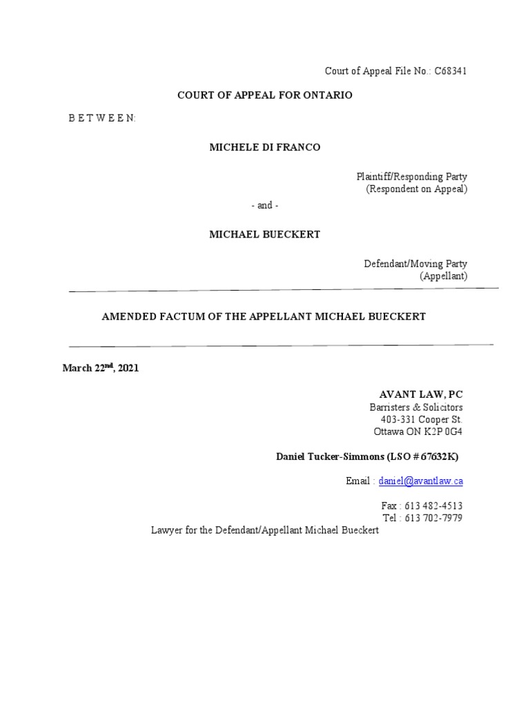 Revised Factum - Appeal 2021-03-22 | PDF | Alt Right | Burden Of Proof ...