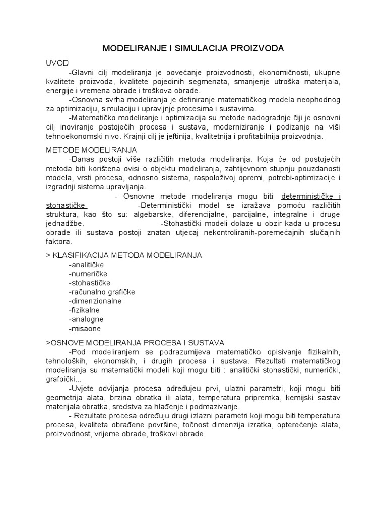 Modeliranje I Simulacija Proizvoda | PDF