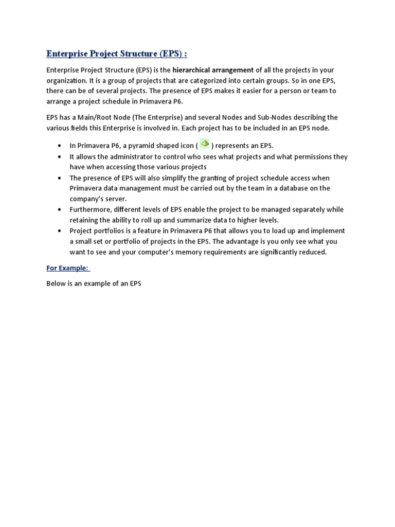 Enterprise Project Structure (EPS) :: For Example | PDF