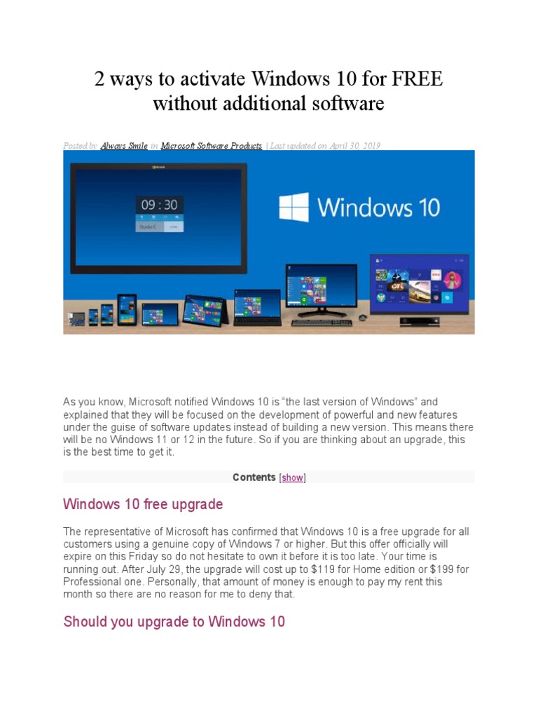 2 Ways To Activate Windows 10 | PDF