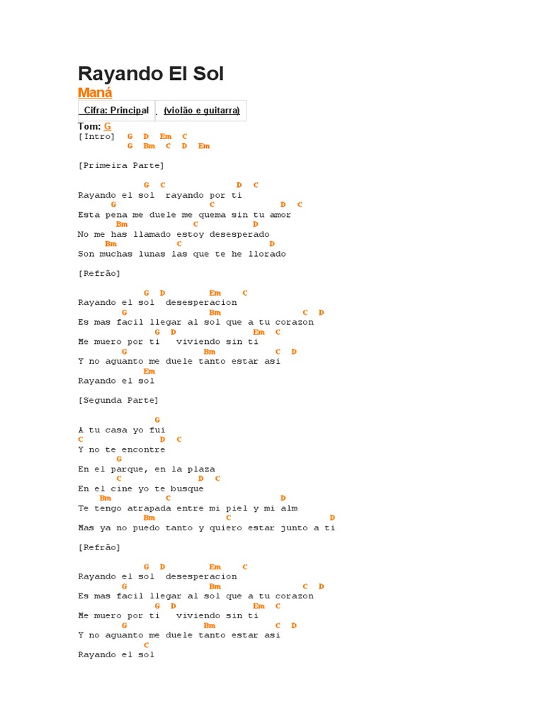 Rayando El Sol Acordes | PDF