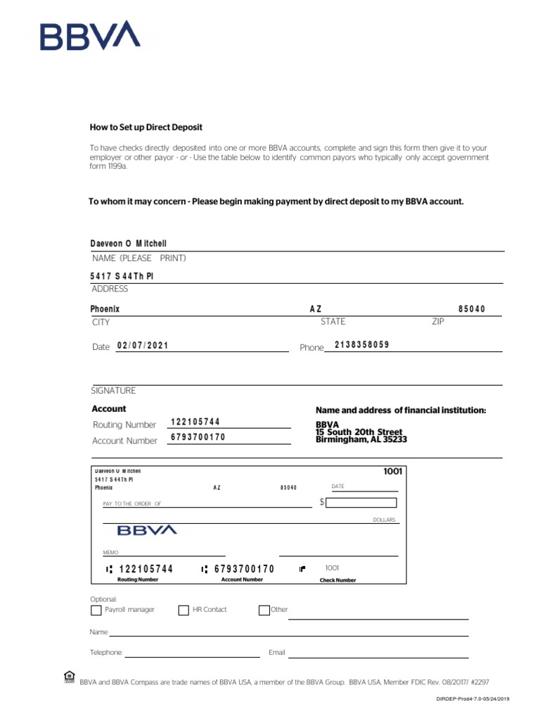 Direct Deposit Form | PDF | Supplemental Security Income | Payments