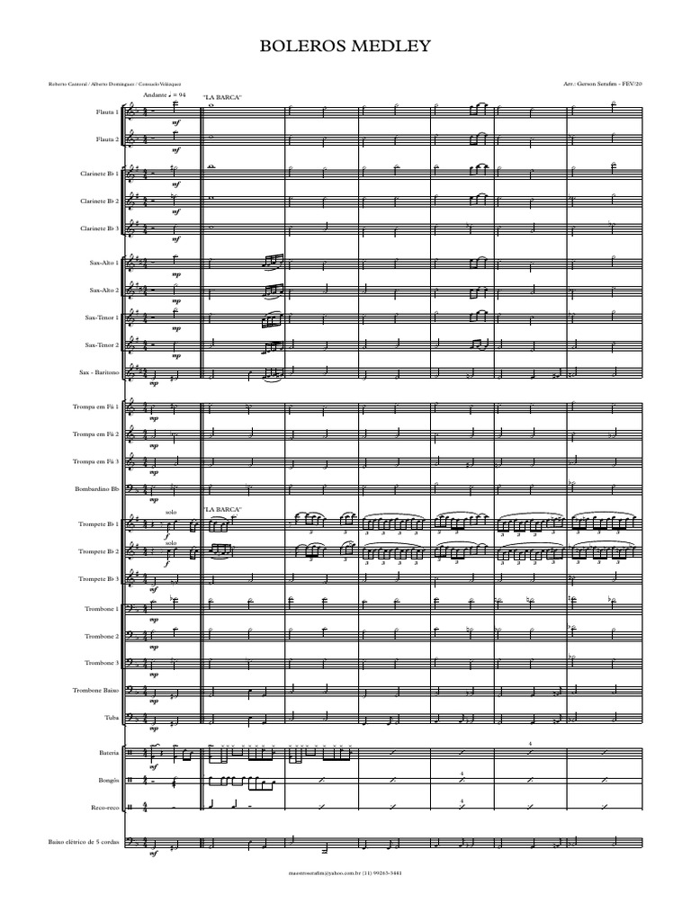 BOLEROS MEDLEY - Partitura Completa | PDF | Cuivres (musique) | Aérophones