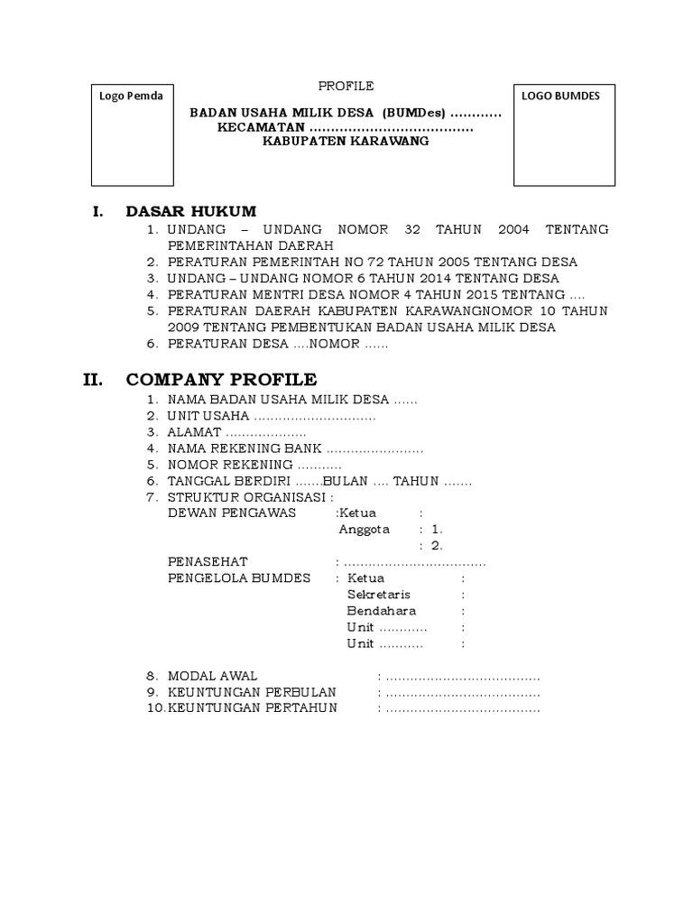 Contoh Profile Company Bumdes | PDF