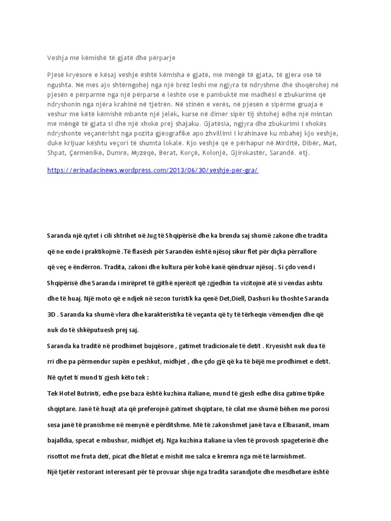 Veshja Me Këmishë Të Gjatë Dhe Përparje | PDF