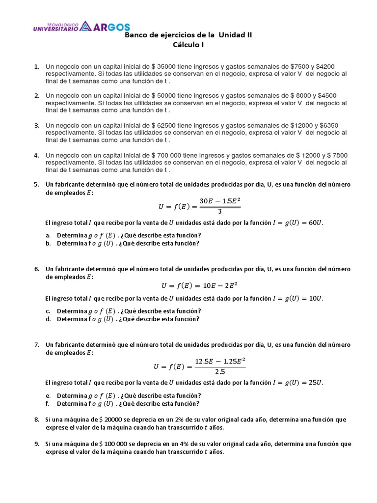 Banco de Ejercicios de La Unidad 2 | PDF | Celsius | Fahrenheit