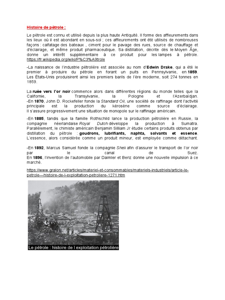 Histoire de Petrole | PDF | Pétrole | Sciences physiques