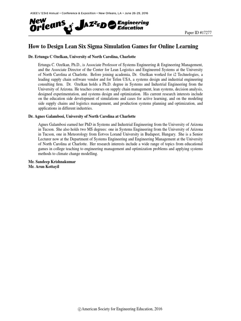 How To Design Lean Six Sigma Simulation Games For Online Learning | PDF ...