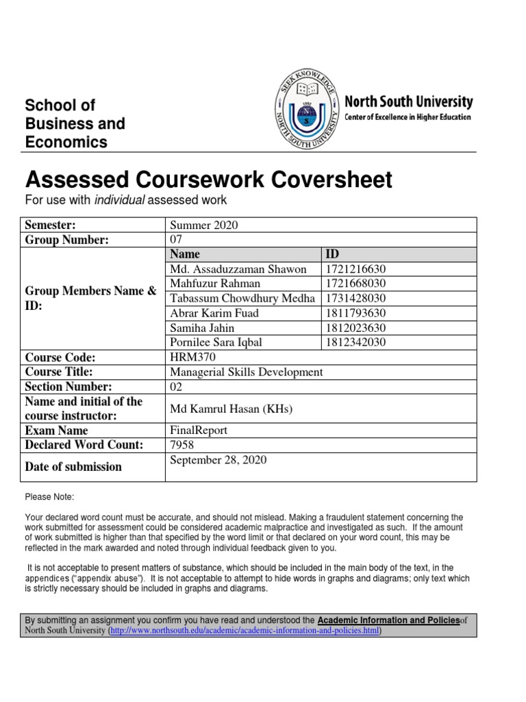 Hrm370 Final Project (Group 7) | PDF | Survey Methodology | Empowerment