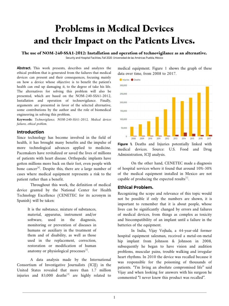 Problems in Medical Devices and Their Impact On The Patients Lives ...