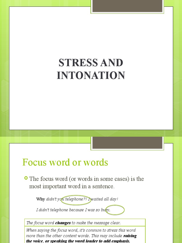 Phonology Stress and Intonation | PDF | Stress (Linguistics) | English ...