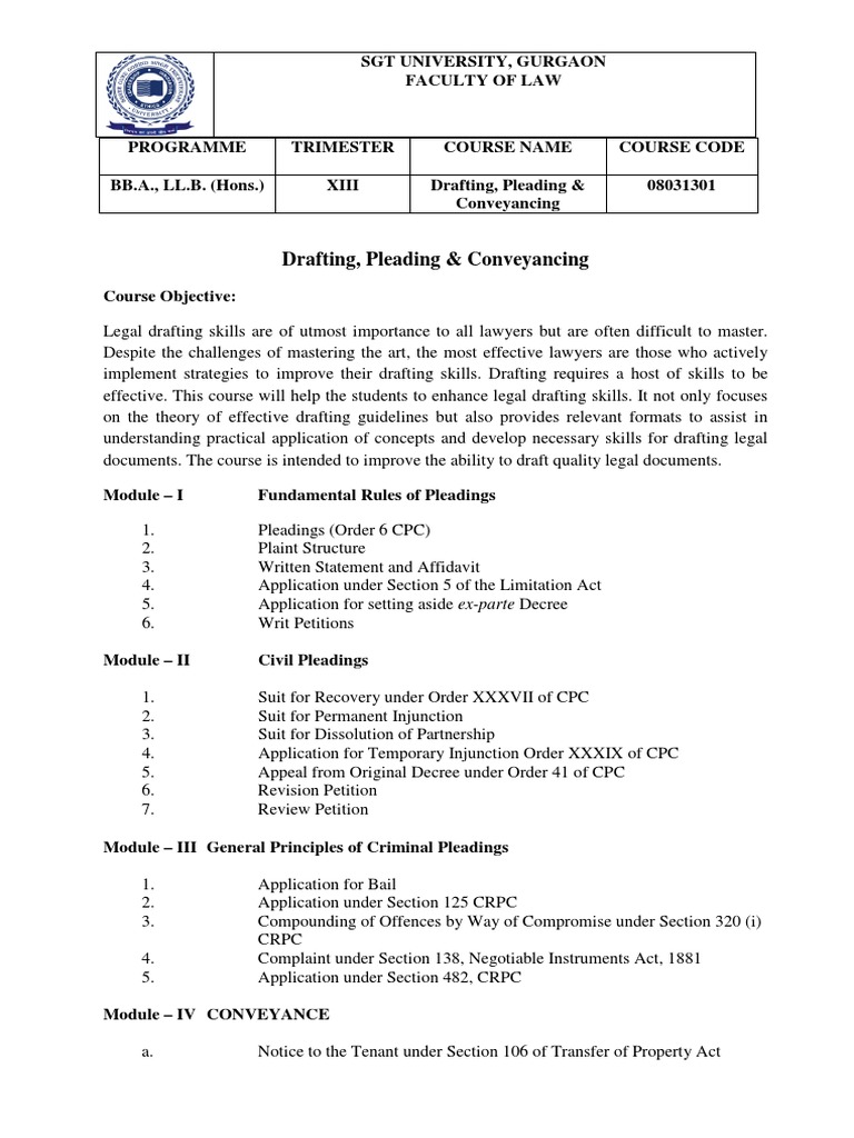 Drafting, Pleading & Conveyancing | PDF | Deed | Lease