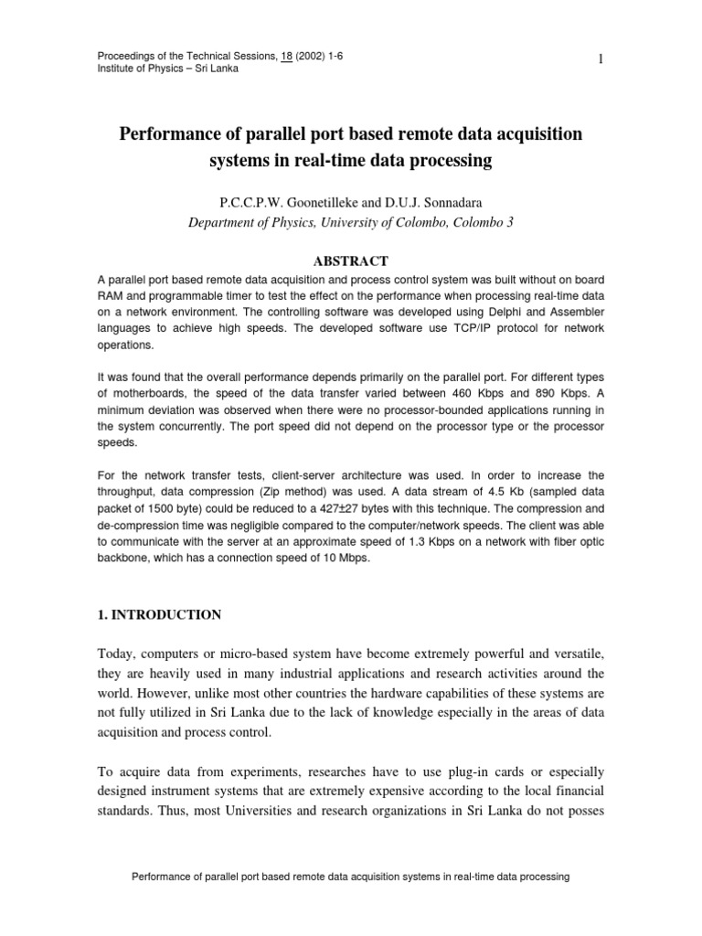 Parallel Port Data Acquisition Performance | PDF | Data Acquisition ...