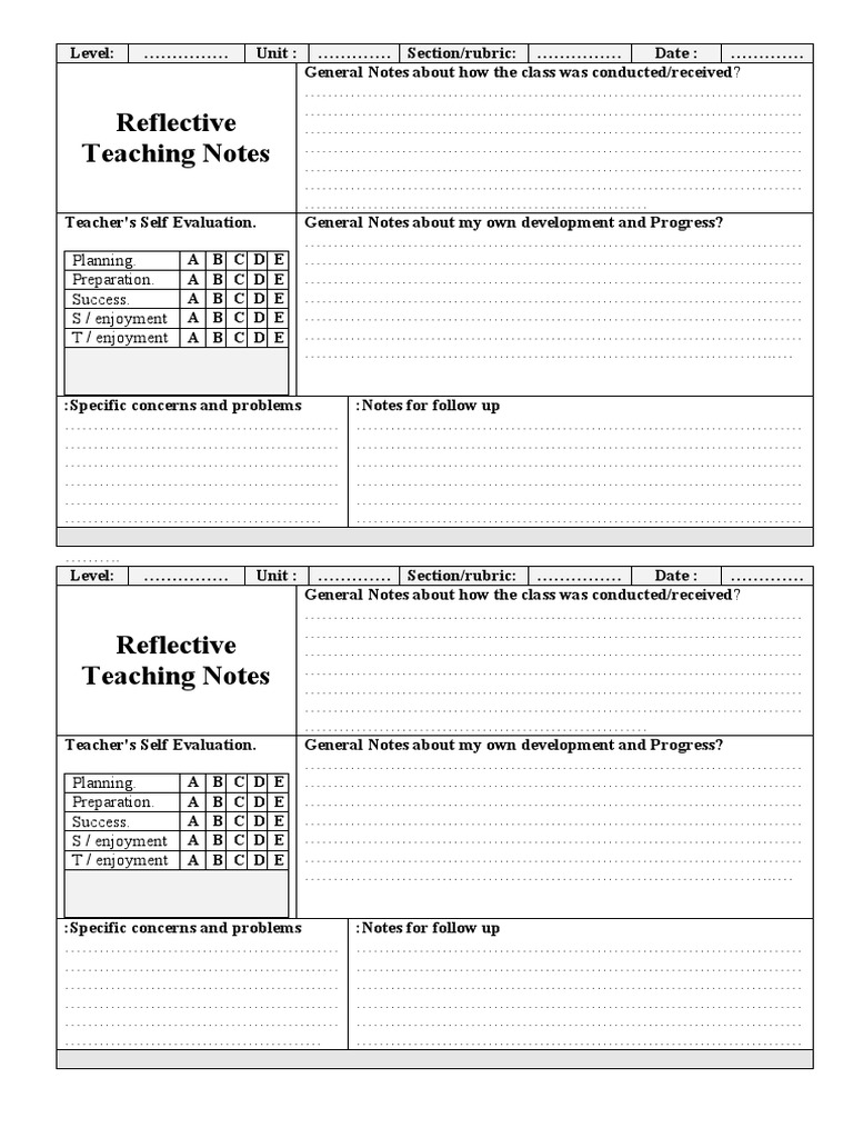 Reflective Teaching Notes: Abcde Abcde Abcde Abcde Abcde | PDF ...
