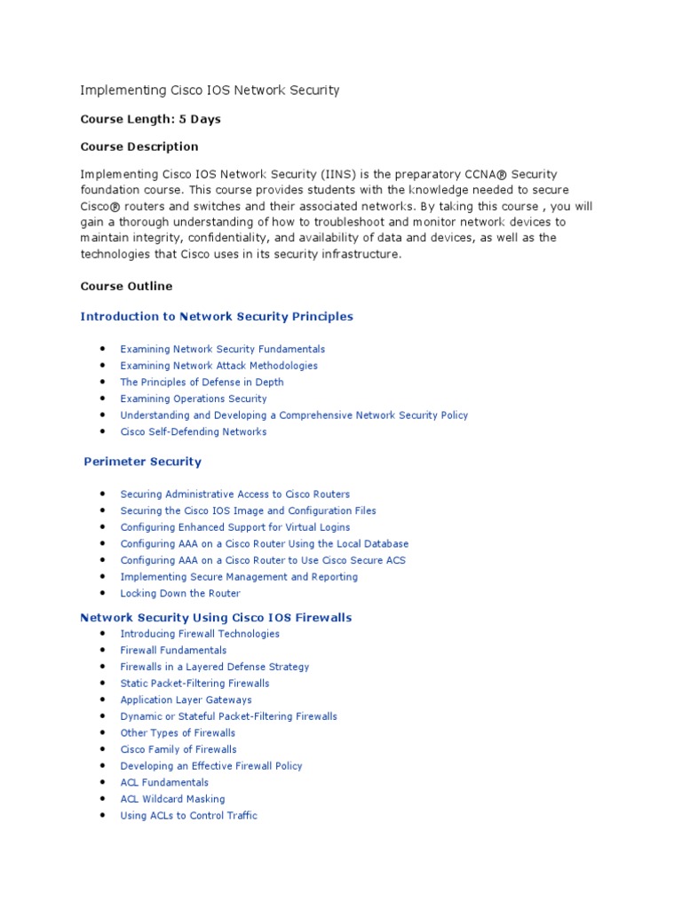 Implementing Cisco Ios Network Security Pdf Computer Network