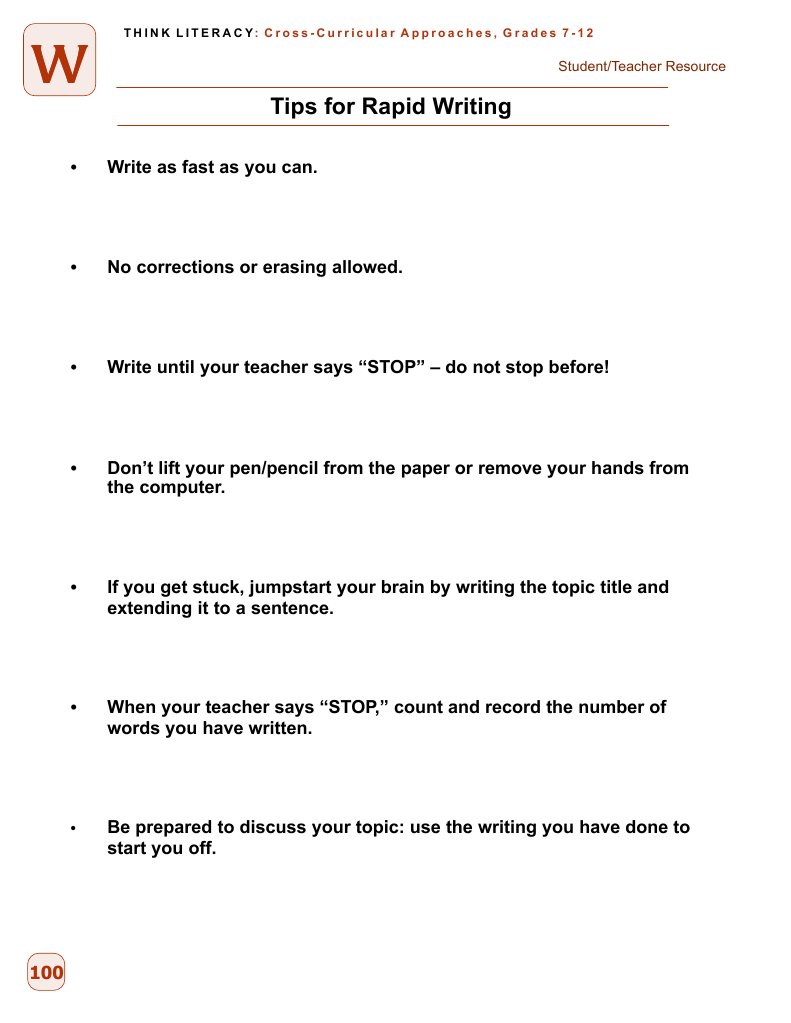 Tips for Rapid Writing Techniques | PDF