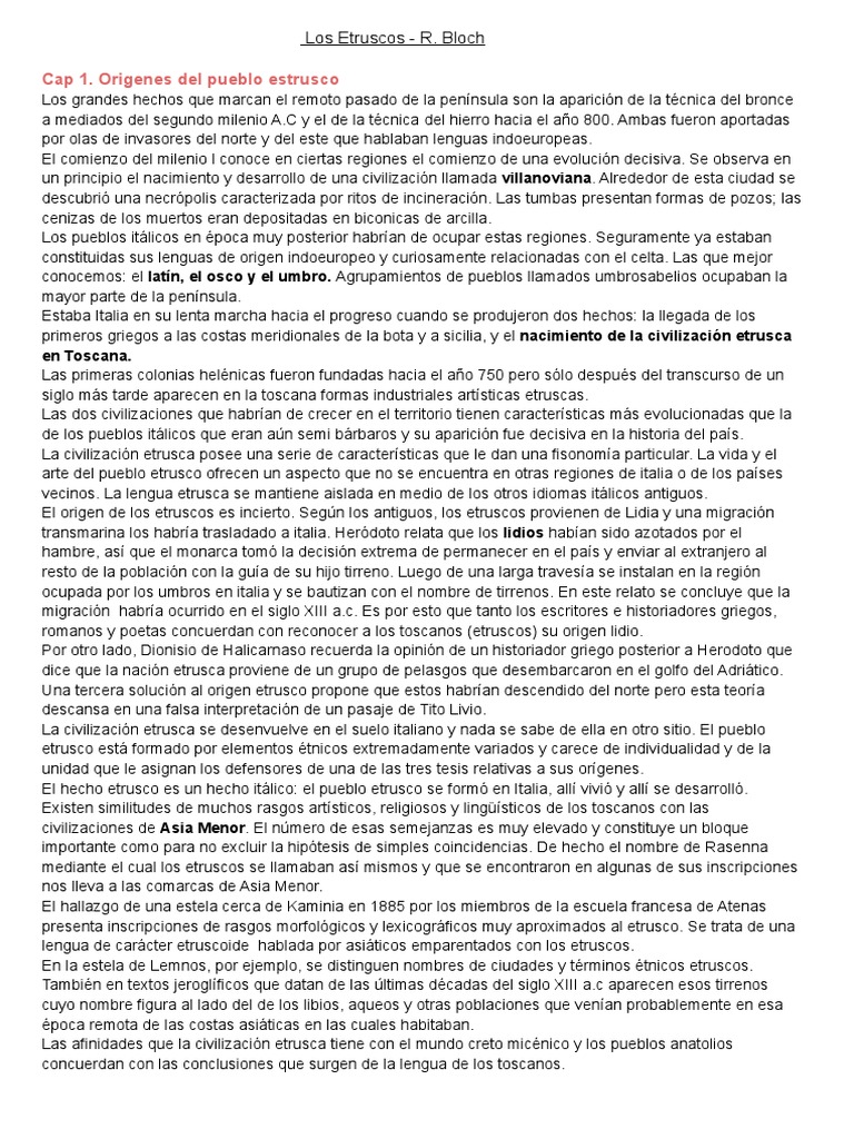 Orígenes y cultura de los etruscos | PDF | Civilización Etrusca | Roma ...