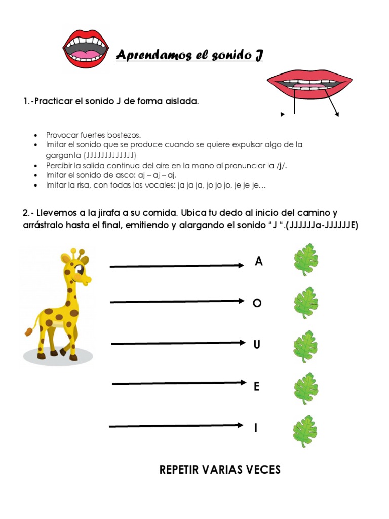 Ejercicios para Practicar el Sonido J | PDF | Artes del Lenguaje y ...