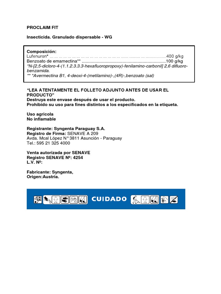 PR Proclaim Fit Ultima Revision | PDF | Insecticida | Agua