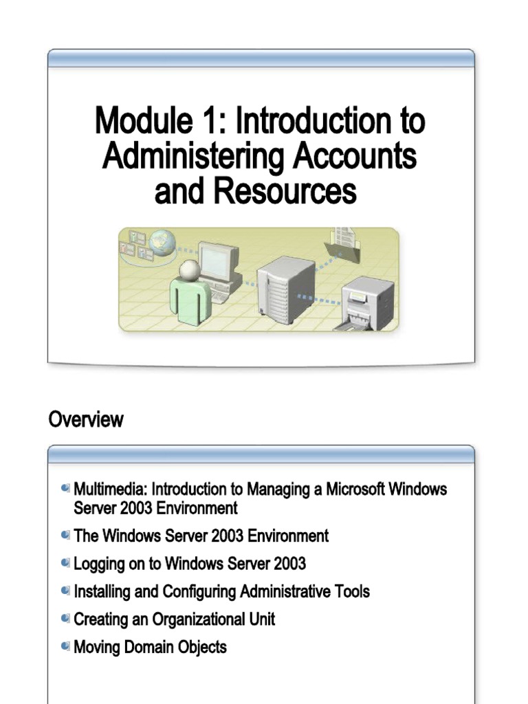 Module 1: Introduction To Administering Accounts and Resources | PDF ...