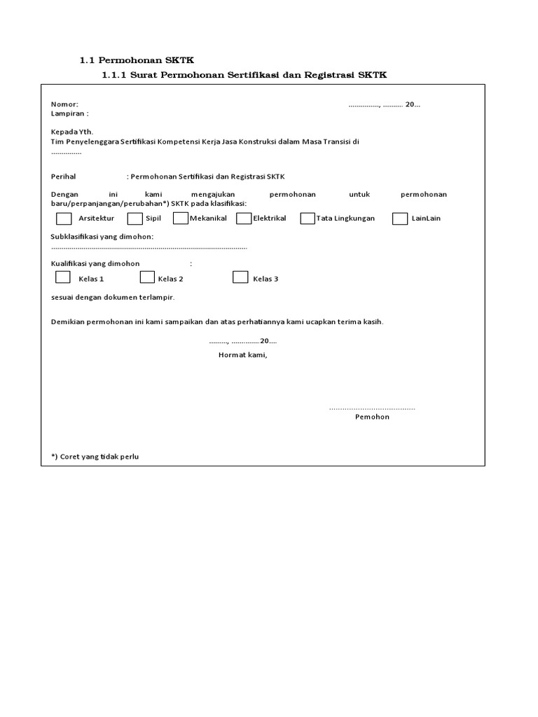 Lampiran Permohonan Uji SKT 2021 | PDF