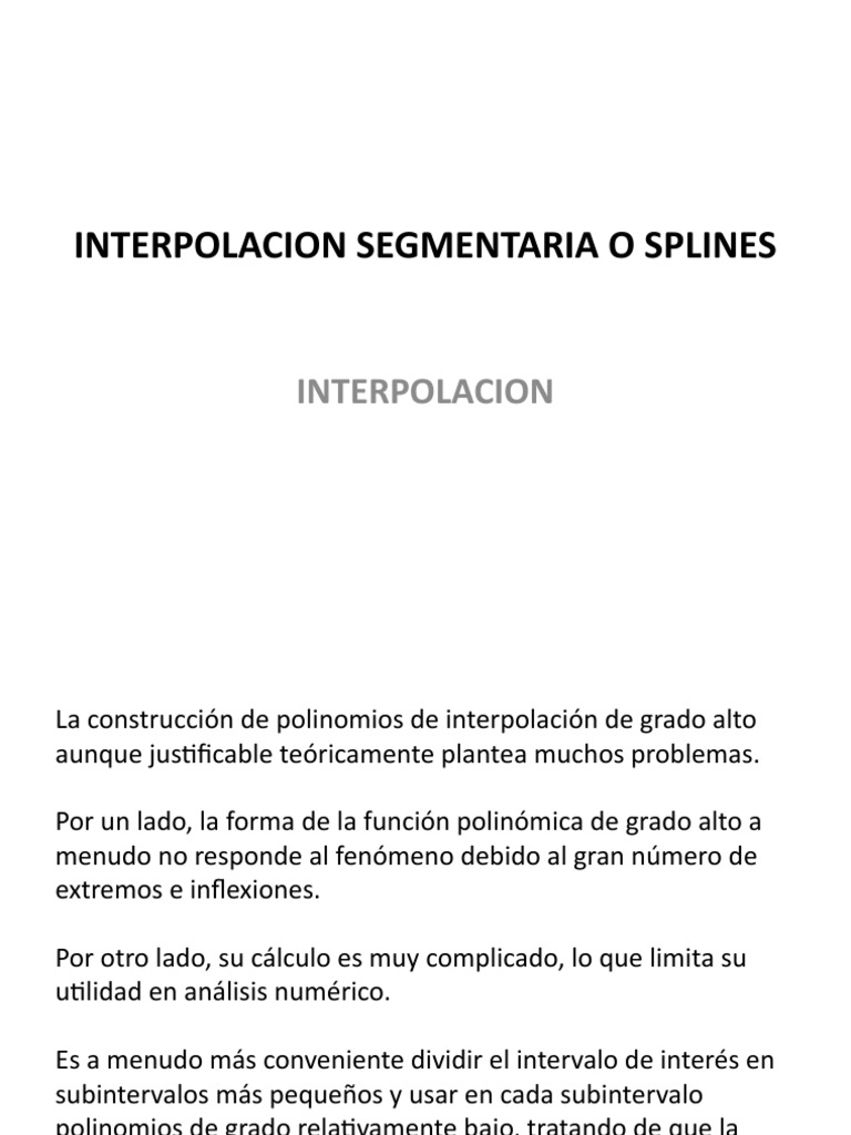 Interpolación con Splines: Guía Completa | PDF | Spline (Matemáticas ...