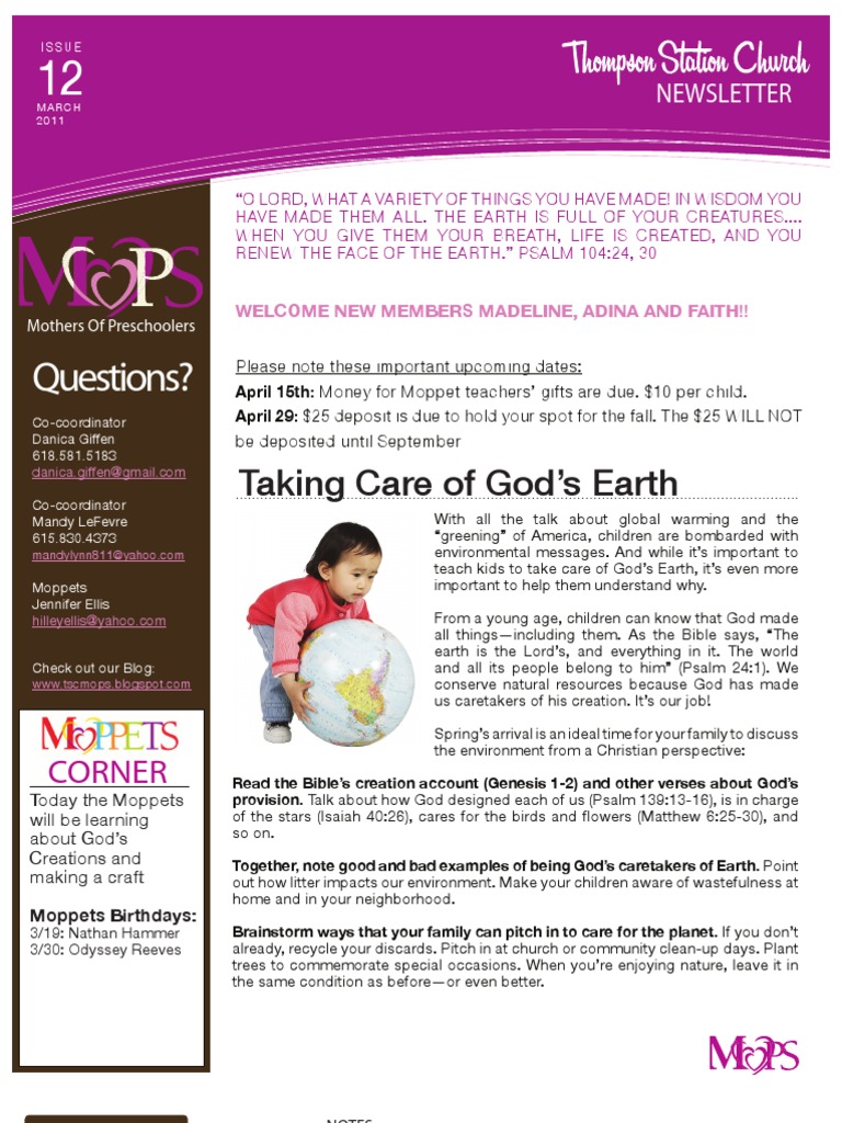 Questions?: Taking Care of God's Earth | PDF | Genesis Creation Narrative
